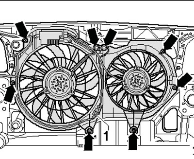 Removal and installation the radiator shroud and fan assembly (Audi A4 ...