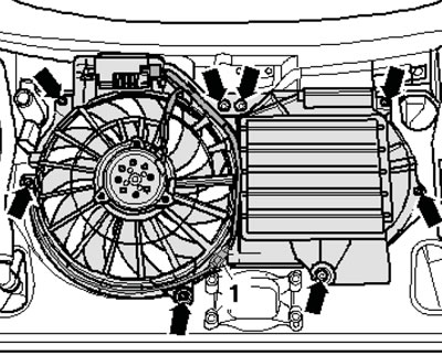 Removal and installation the radiator shroud and fan assembly (Audi A4 ...