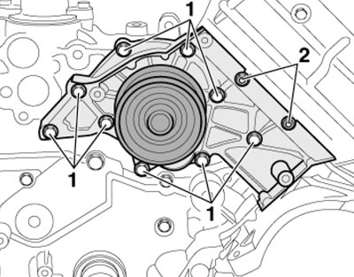 Removal and installation the water pump (Audi A4 B7, 2004-2008 / Power ...