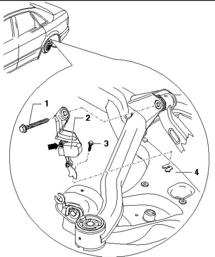 Removal and installation the rear suspension height sensor (Audi A4 B7 ...