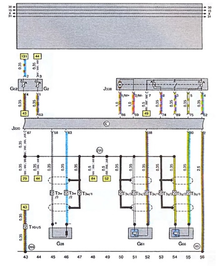 Electrical diagram of the Motronic control unit, knock sensors ...